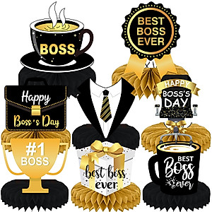 Happy Boss’s Day Honeycomb Centerpieces Table Decorations, Best Boss Ever Honeycomb Table Centerpieces Decorations Office Party Decor