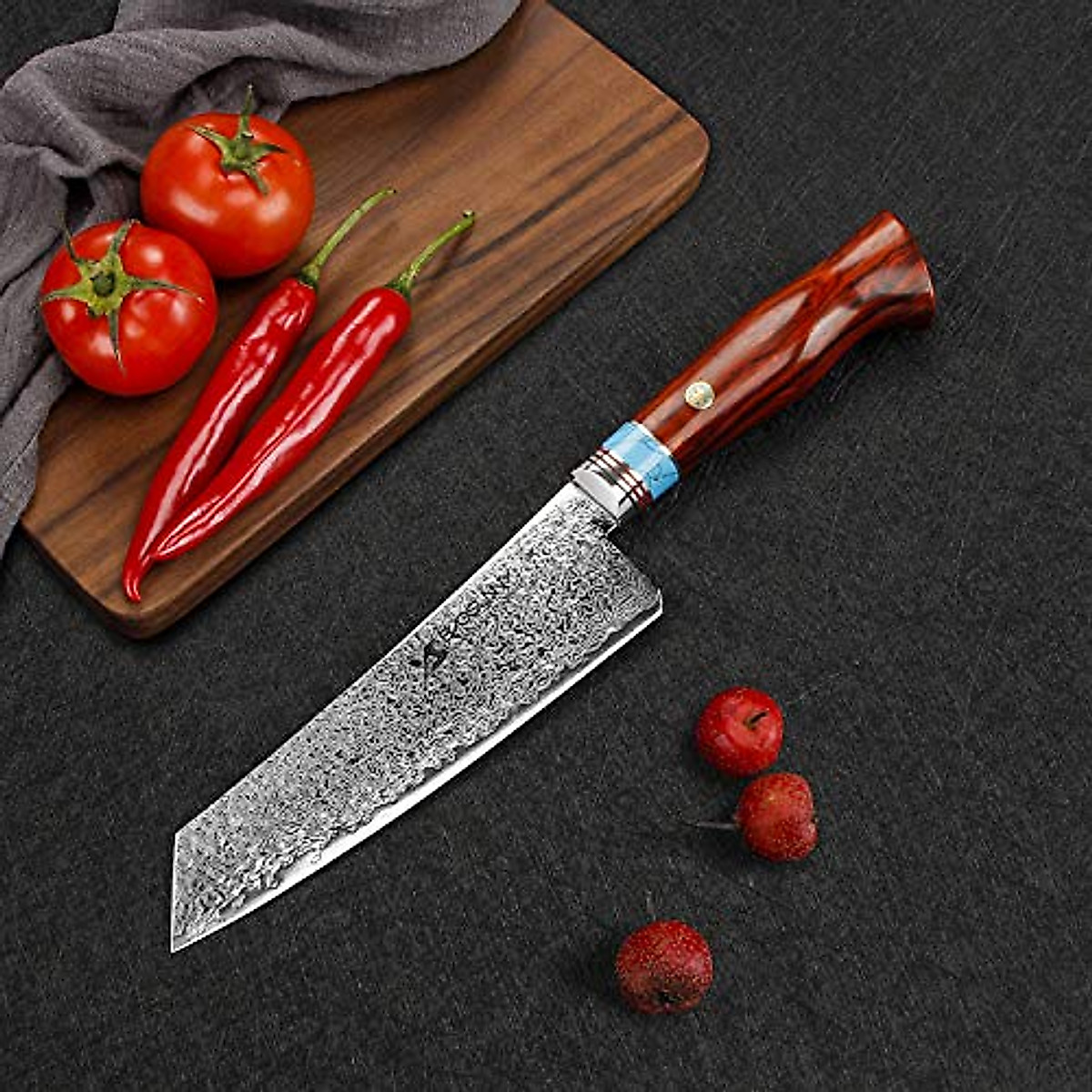 MSY BIGSUNNY Kiritsuke Knife - 67 Layers Damascus Steel - 6.7 Inch Blade - Stain & Corrosion Resistant Handmade Chef Knives