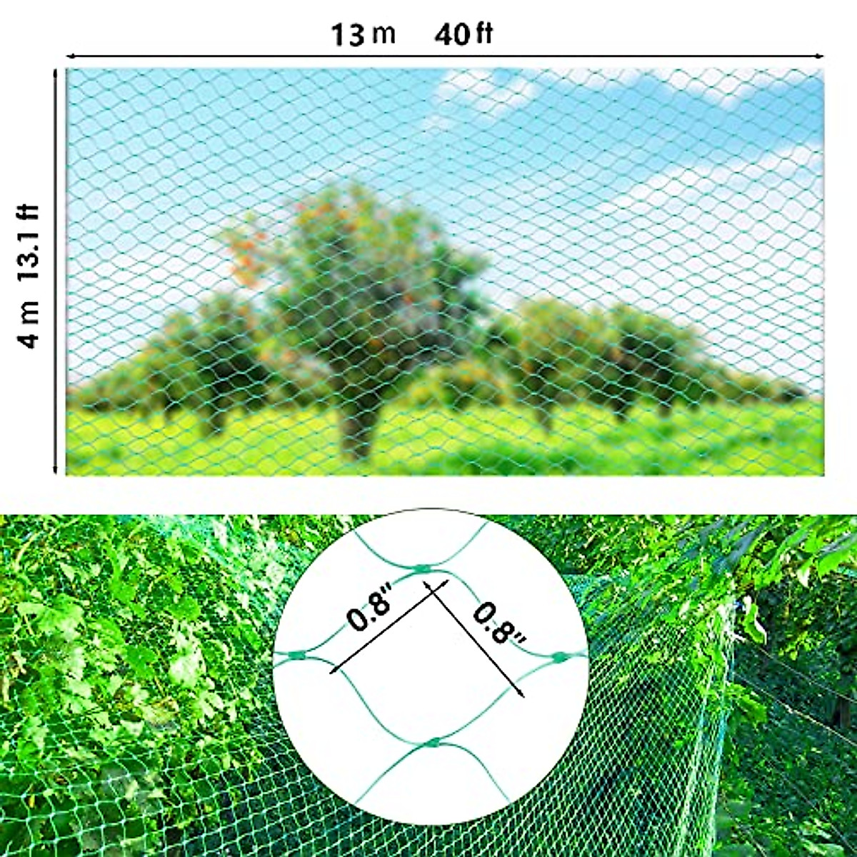 Ruolan Bird Netting for Garden Protect Vegetable Plants and Fruit Trees,Plastic Trellis Netting for Birds, Deer,Squirrels and Other Animals