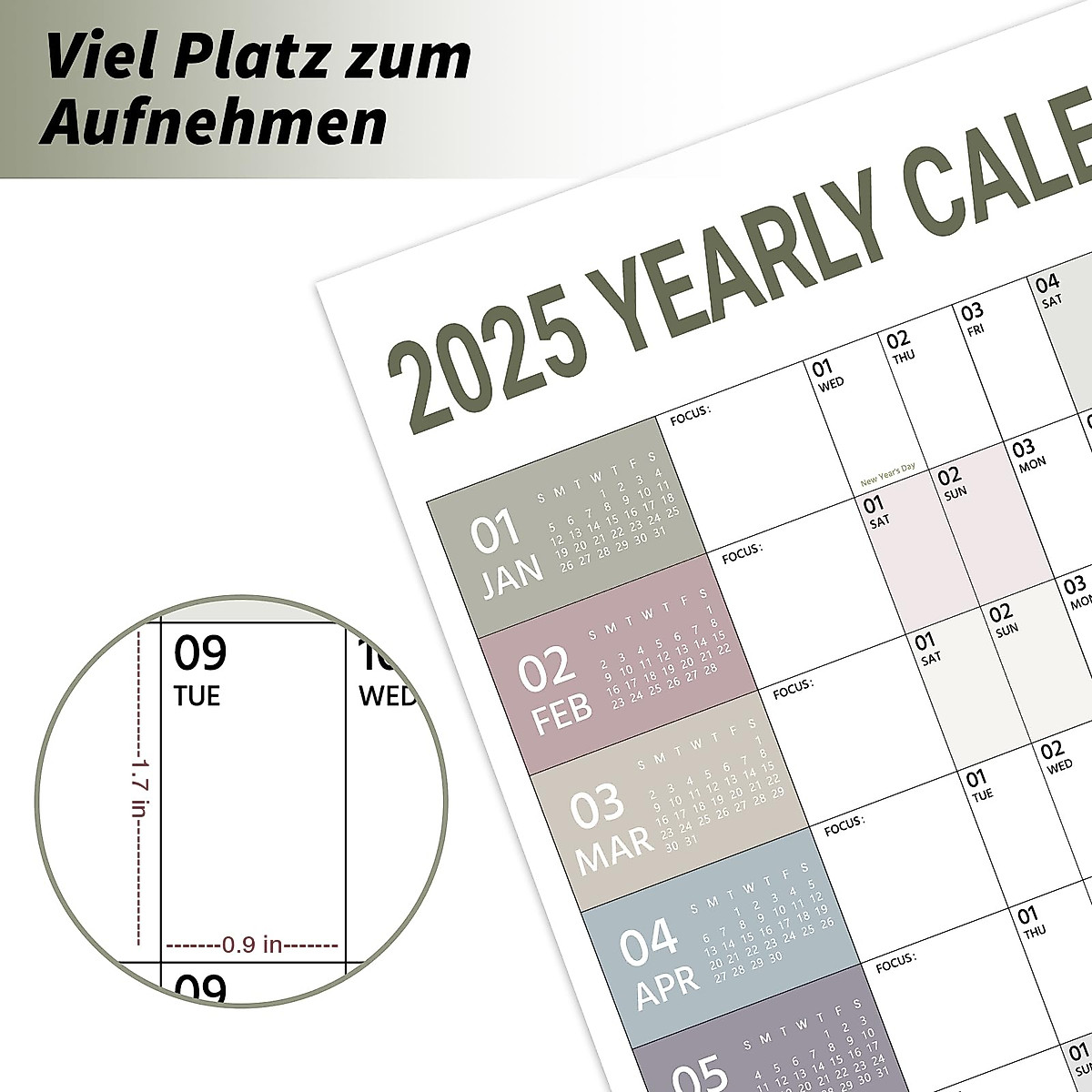 Calendar 2023-2024 - Wall Calendar 2023-2024, 12" x 17", January 2023 - June 2024, 2023 Wall Calendar with 18 Month, Thick Paper,Twin-Wire Binding + Hanging Hook + Large Blocks with Julian Dates - Black Waterink