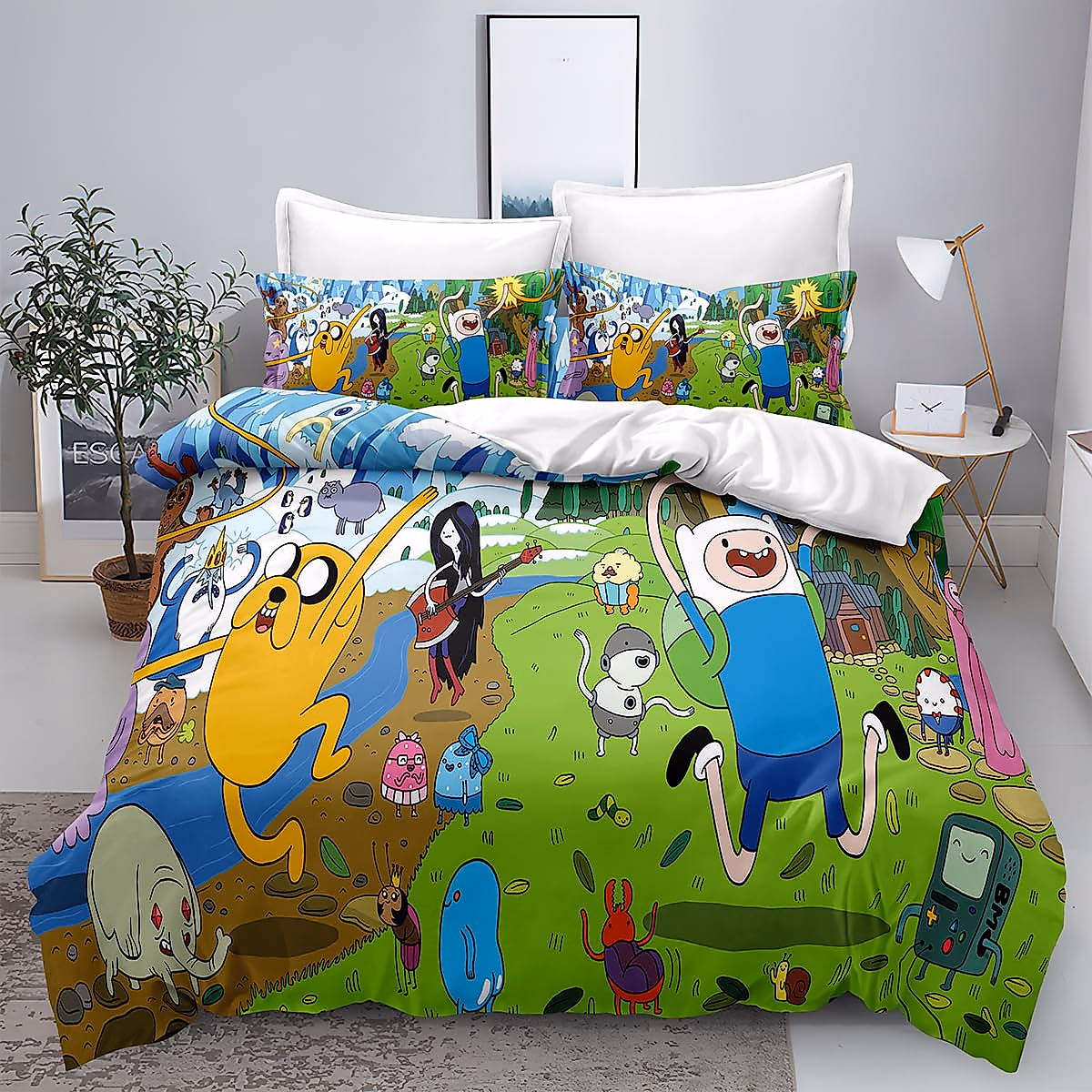 VIGSNTEP 100% Polyester Adventure Game Duvet Cover Set Time 3D Anime Bedding Comforter Cover 3 Pcs (1 Duvet Cover+2 Pillowcases) Bedding Set,Full