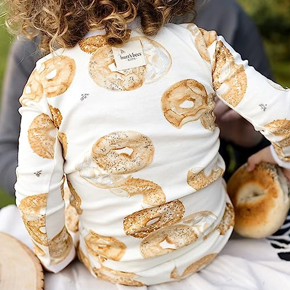 Burt's Bees Baby Baby Boys' Pajamas, Zip-Front Non-Slip Unisex Footed Sleeper PJs, Organic Cotton, New York Bagel 2pk, 18 Months