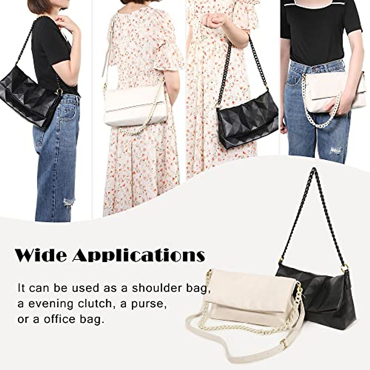 Small Chain Shoulder Bags Clutches Rhombus Evening Bags Crossbody Bags Hobo PU Vegan Leather Trendy Purse for Women(white-2)