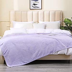 SOCHOW Soft Fleece Bed Blanket Twin Size, Cozy Warm Lightweight Waffle Weave Bedding Blanket for All Seasons, 66 x 90 inches Lilac