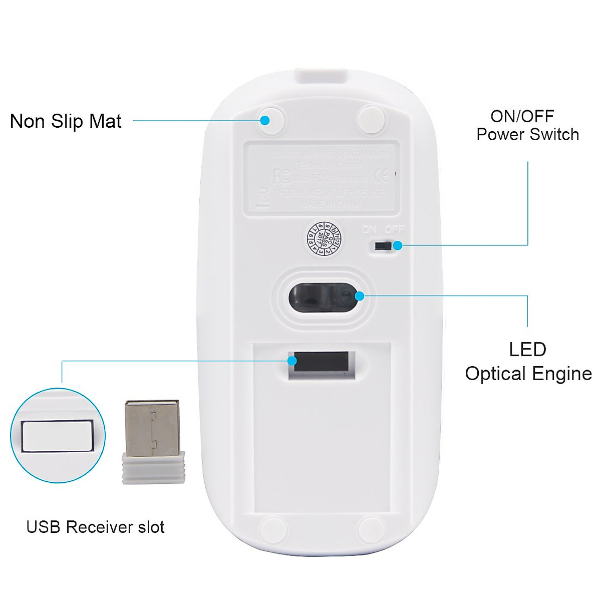 Tsmine Wireless USB Charger Computer Mouse for MacBook Air Mac Pro Laptop Ipad Pad PC The Laser Optical Rechargeable Mini Slim Silent Mice is Replacement Wired Widely Used Desktop iMac (Gray)