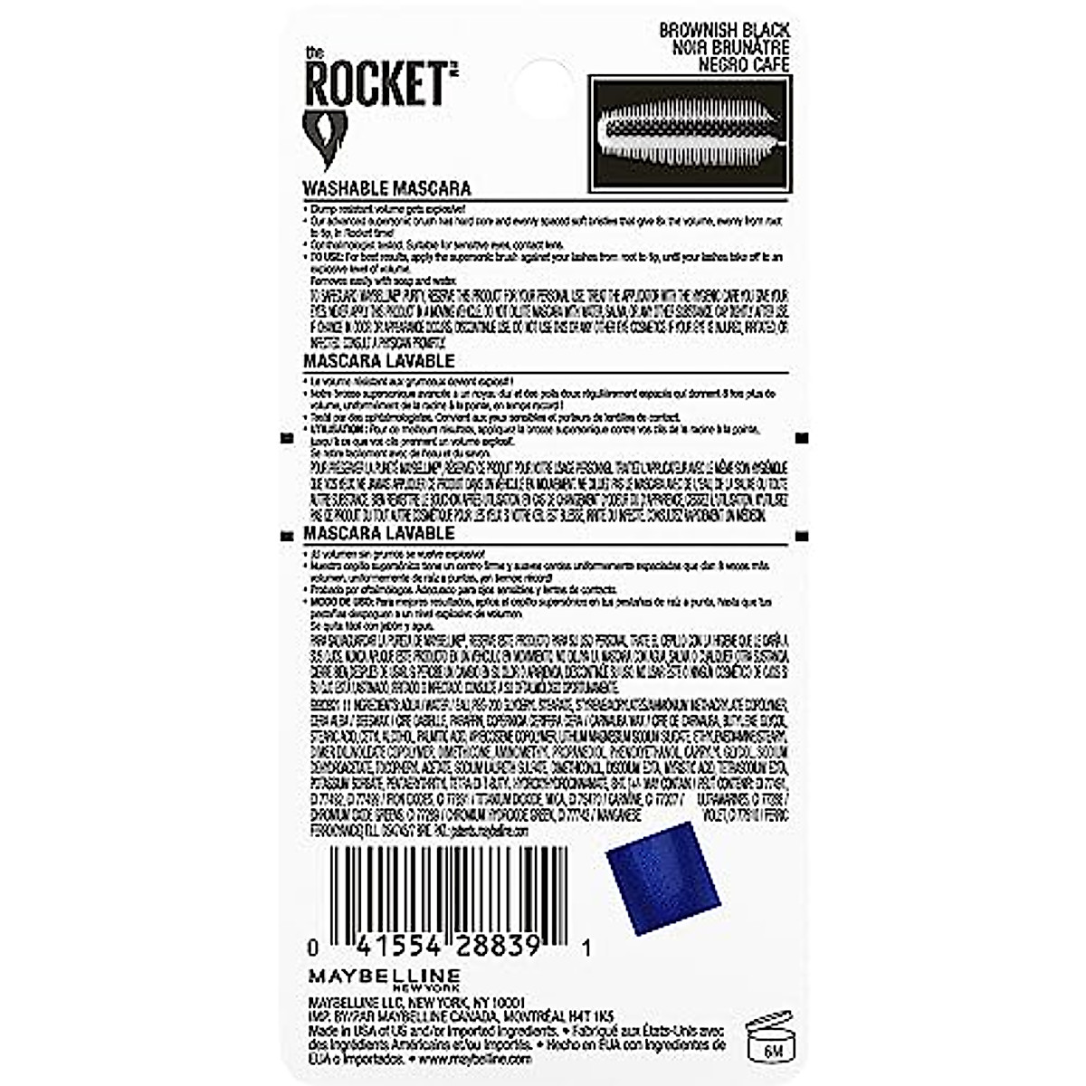 Maybelline New York Volum' Express The Rocket Washable Mascara, Brownish Black, 0.3 fl. oz.