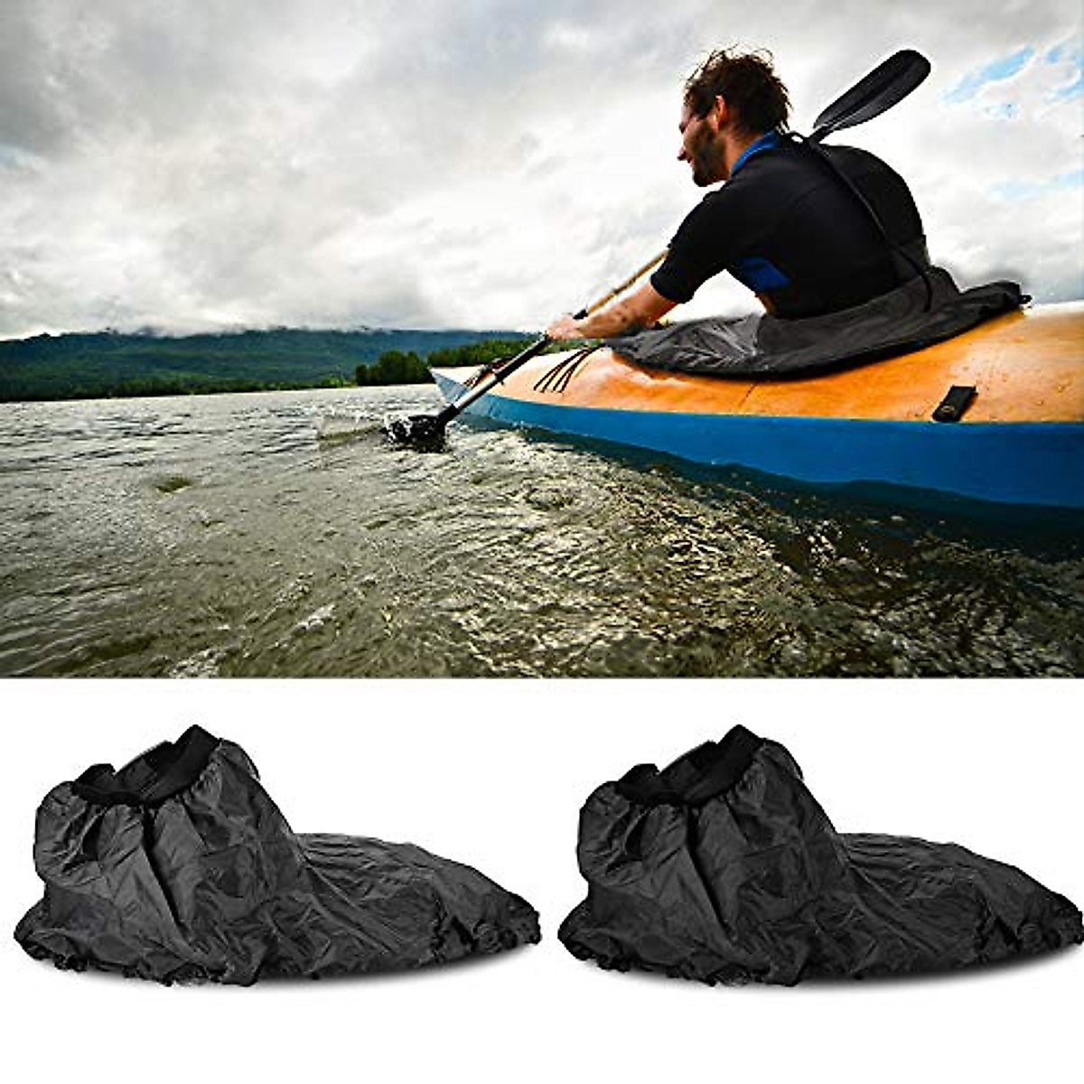 HURRISE Kayak Skirt, Adjustable Nylon Kayak Spray Skirts Kayak Skirt Cover Kayak Skirt,Universal Waterproof Cover Canoe Spray Skirt Water Sports Accessories