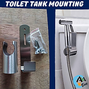 AVAbay Sprayer Head Holster Mount-Handheld Bidet Holder for Toilet-Hand Held Shattaf Hanger Hook Mounting-Toilet Tank or Wall Mounted Bathroom Head Hold