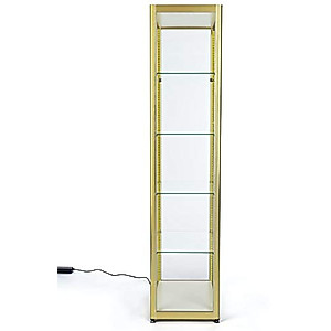 Displays2go Illuminated Tempered Glass Showcases – Gold (DCKDMT24G)