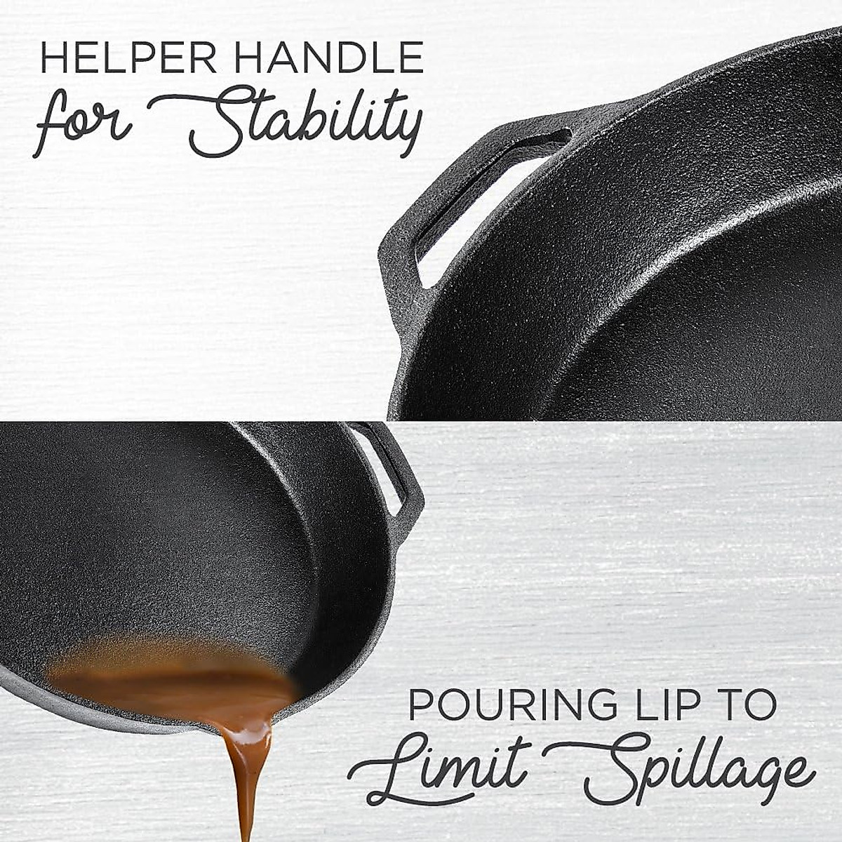 Fresh Australian Kitchen 12.5" Cast Iron Skillets Nonstick - Pre Seasoned Frying Pan Cookware Pan for Cooking