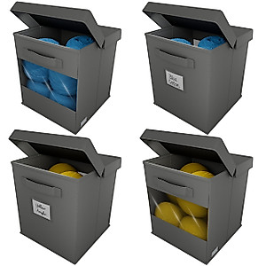 B+P YARNstashr™ 10.5 x 10.5 Yarn Storage Cubes 4-Pack-Cube Organizer Bins with Lid-Sturdy, Reversible and Ideal for Yarn Organization, Crochet Stuff, More! Foldable Fabric Storage Boxes for Crocheters