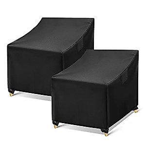 WLEAFJ Outdoor Chair Covers Waterproof, Black Lawn Patio Furniture Covers, Heavy Duty Patio Lounge Deep Seat Cover, 2 Pack - 33" W x 34" D x 31" H