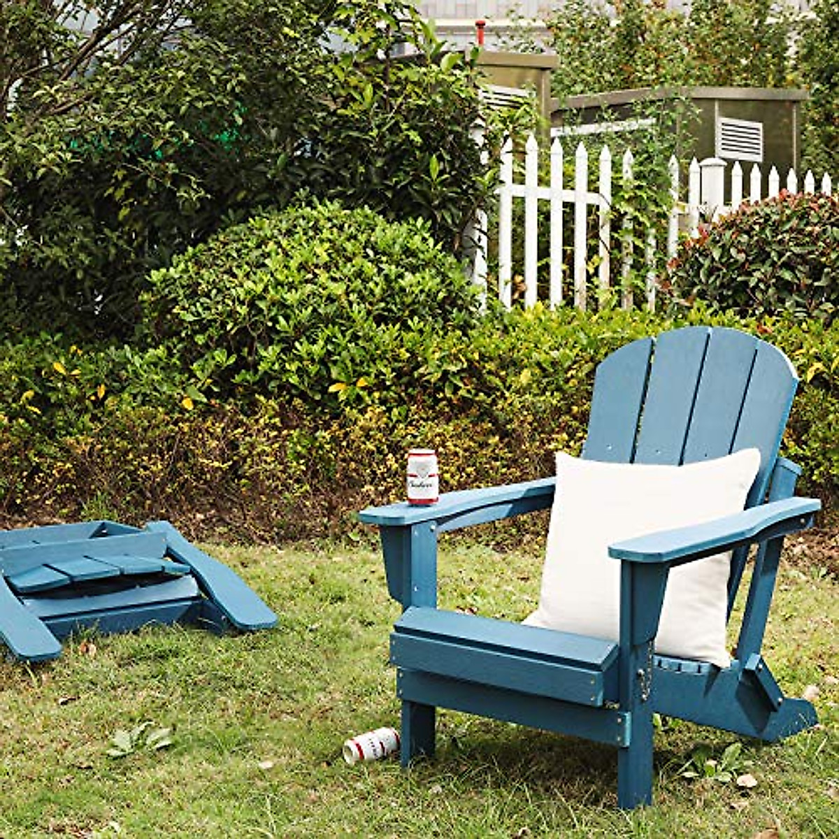 SERWALL Folding Adirondack Chairs Weather Resistant for Outdoor, Patio, Lawn, Garden, Backyard Deck, Fire Pit - Blue