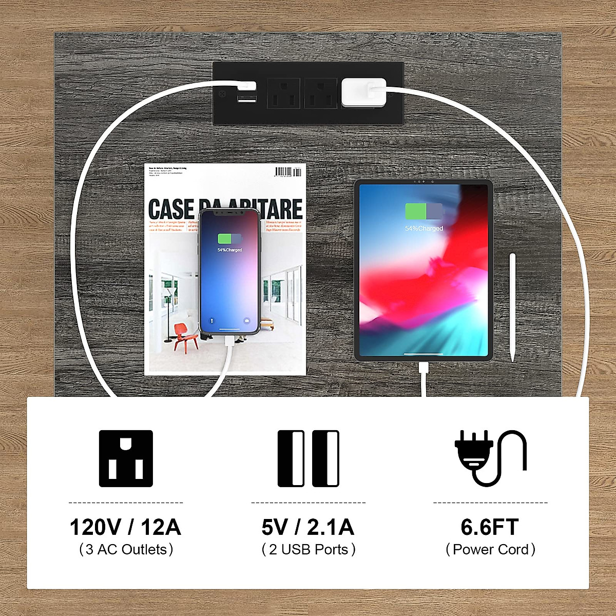 Ecoprsio Nightstand Set of 2, Nightstands with Charging Station, End Table Bedside Table with USB Port, Modern Nightstands with Drawers Storage Shelf, Wood Night Stands for Bedroom, Living Room, Grey