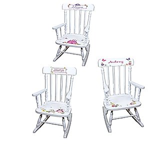 MyBambino Personalized Girls Rocking Chair-White