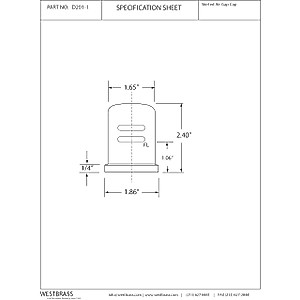 Westbrass A201-1-62 1-3/4" x 2-3/4" Solid Brass Air Gap Cap Only, Skirted, 1-Pack, Matte Black