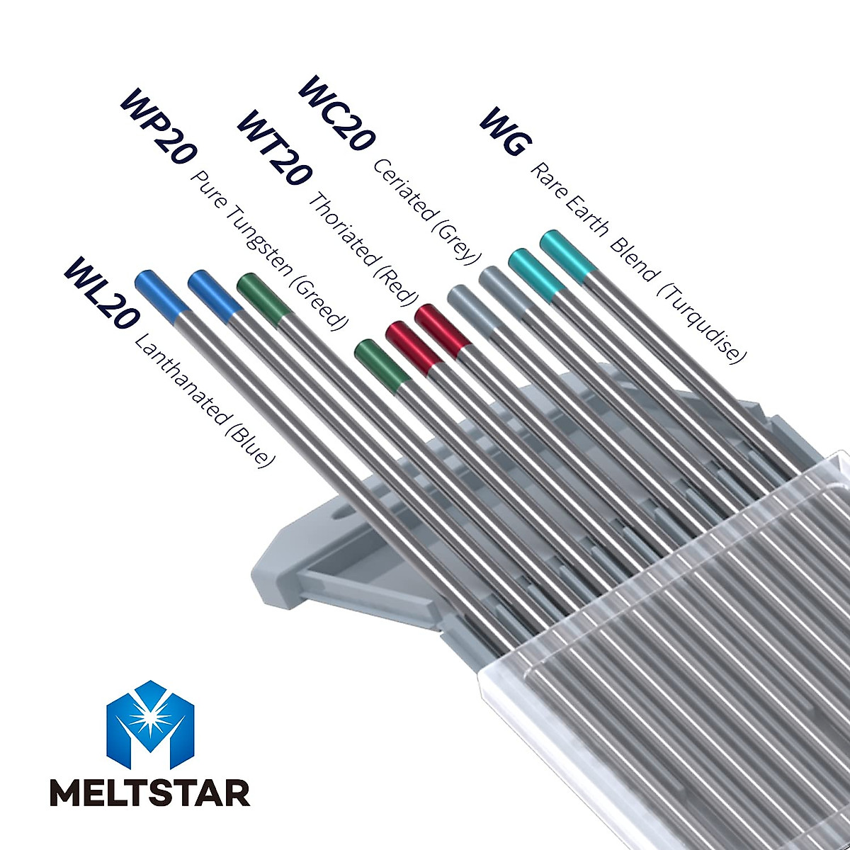 Meltstar TIG Welding Tungsten Electrodes Combination Settings Thoriated Pure Cerium Lanthanated Rare Earth blend Tungsten Electrodes MIX3/32 * 7