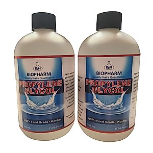 Propylene Glycol USP, Kosher, Food Grade, Twin Pack: 500 mL (16.9 fl oz, 1.06 Pint) Each