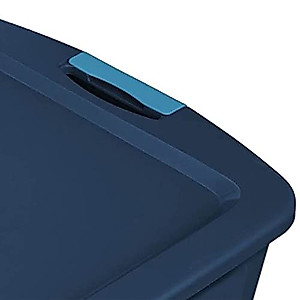 Sterilite 12 Gallon Multipurpose Latching Lid Storage Tote Containers for Home and Office Organization with Carry Handles, True Blue (12 Pack)
