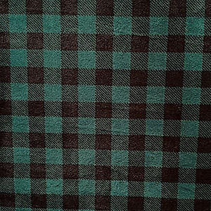 Buffalo Plaid Green Anti-Pill No-Sew Throw Fleece Fabric Kit (50x60)