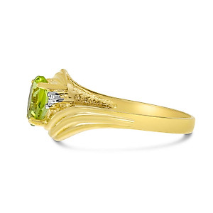 Direct-Jewelry 10k Yellow Gold Oval Peridot And Diamond Ring (Size 7)