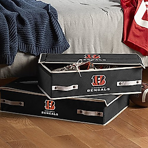 Franklin Sports NFL Cincinnati Bengals Under The Bed Storage Bins - Large, 26 x 18 x 6 - Inch