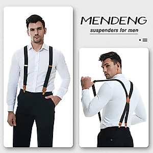 MENDENG Suspenders for Men Hook-Clips Convertible Mens Suspenders for Jeans Heavy Duty Swivel Belt Loop Braces Black