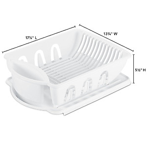 Sterilite 2 Piece Sink Set, With Drainboard for Drying, Holds Clean Dishes in the Kitchen such as Plates, Cups, Bowls, and Silverware, White, 6-Pack