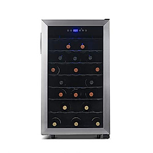 NewAir 20” Wine Refrigerator – 50 Bottle Wine Cooler, Single Zone Freestanding Wine Fridge in Stainless Steel, Wine Chiller with Adjustable Racks and Exterior Digital Thermostat for Kitchen and Bar