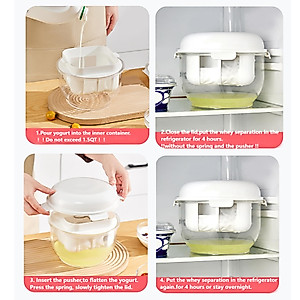 Generic Greek Yogurt Strainer with Lid.Yogurt Filter (1.5QT) with Ultra Fine Mesh,to Makes small batches (600g) of Thick Creamy Greek or Coconut Yogurt, 7.8*7.8*6.1in, White