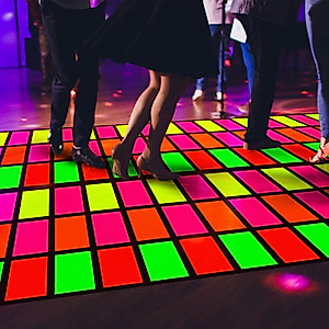 1 Pcs 118 x 39 Inch Neon Dance Floor Light up Glow in The Dark DIY Plastic Dance Floor Neon Carpet Runner for Neon Outdoor Birthday Party Supplies Wedding Favors