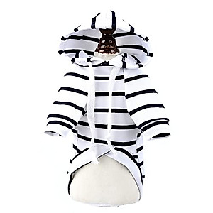 SMALLLEE_LUCKY_STORE Pet Striped Hoodie Sweatshirt Hooded for Small Medium Dog Cat Puppy Pullover French Bulldog Pug Boston Terrier Sweater with Hat Cold Weather Coats Winter Warm Clothes