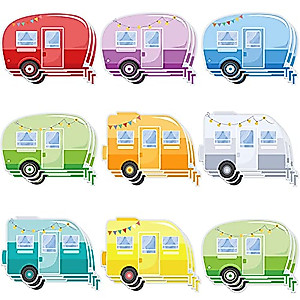Camper Cutouts Vintage Trailers Cutouts Camping Bulletin Board Decoration Set for Classroom Decor School Playroom Baby Nursery Kids Bedroom Studio (72 Sheets)