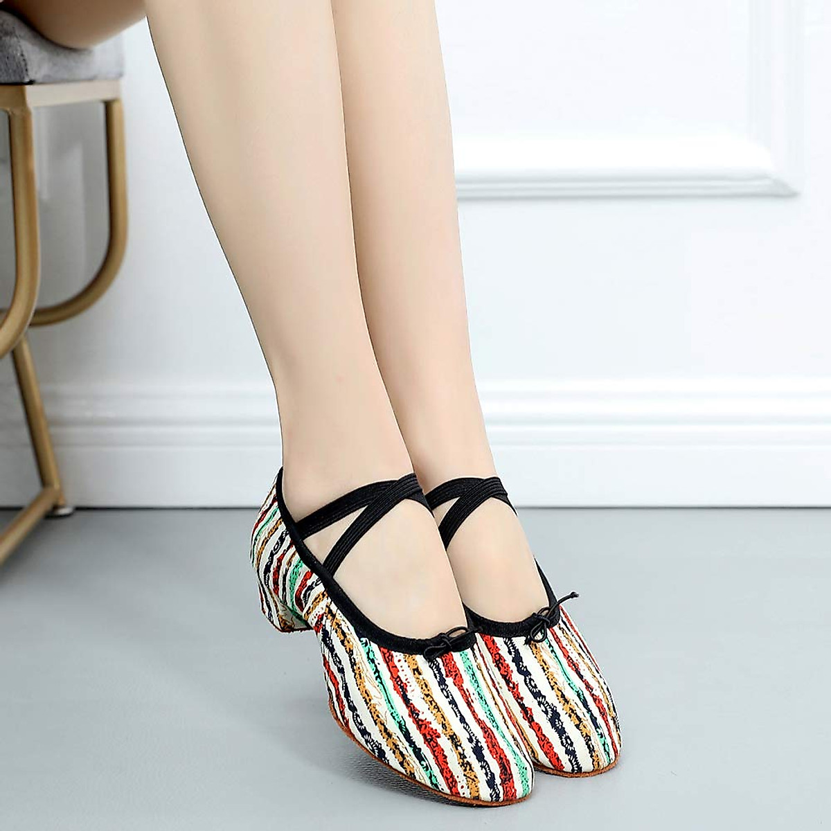 JUODVMP Women's Latin Dance Shoes Professional Practice Teachers Dance Shoes Ballroom Ballet Performance Shoes,Model JSCT,Green,9 US