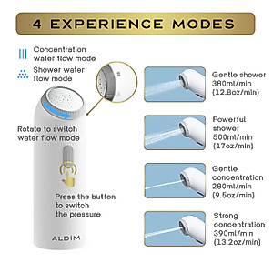 ALDIM Premium Portable Bidet for Toilet Travel, High Pressure Handheld Electric Bidet Sprayer with 350ml Water Bottle, USB Rechargeable Mini Bidet for Personal Hygiene On The Go, Bathroom Butt Shower