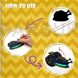 60PCS Thanksgiving Rainbow Scratch Art, Fall Paper Crafts for Kids, Thanksgiving Day Pumpkin Maple Turkey Hanging Ornament Decorations, Art Craft Supplies for Home Tree Classroom Decor