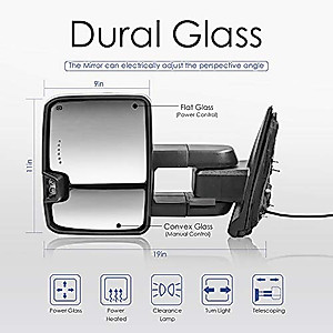 MOSTPLUS Power Heated Towing Mirrors Compatible for 2003-2016 Ford F-250 F-350 F-450 F-550 Super Duty w/Sequential Turn Light, Clearance Lamp, Running Light(Set of 2)