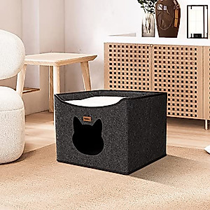Geizire Cat House Cat Beds for Indoor Cats, Large Cat Hideaway with Cute Interesting Opening Shape Cat Cave for Pets Playing, Climbing, Hiding and Sleeping, Portable Collapsible Cat Tent.