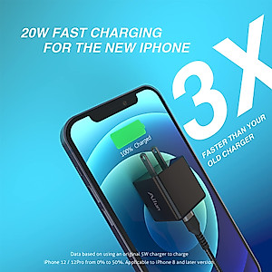 Ailun USB C Thumb Fast Wall Charger Block 20W Power Adapter 1Pack,USB C to Lightning Cable[6ft MFi Certified] 1Pack Compatible with iPhone 14/14 Pro/13/13 Pro/12/12 Pro/12 Mini/11/Airpods Pro/iPad Pro