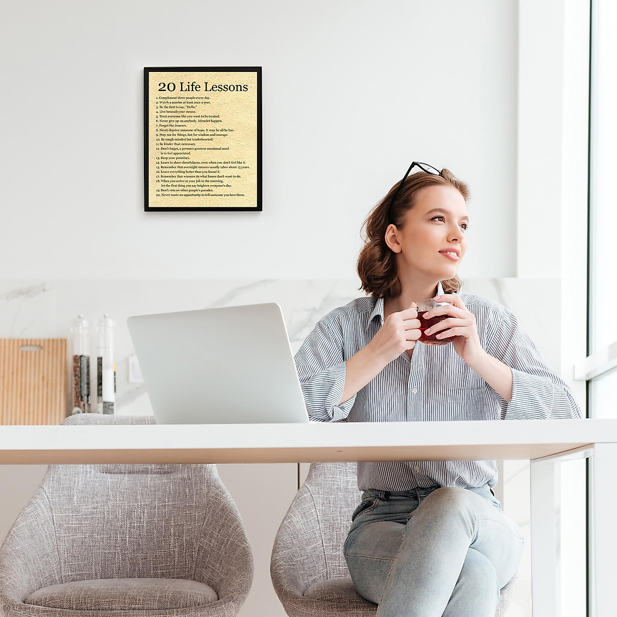 20 Life Lessons - Inspirational Wall Decor, Motivational Modern Typography Wall Art Print Is A Quotes Photo For Living Room Decor, Office Decor, Home Decor, or Room Decor Aesthetic, Unframed - 11x14