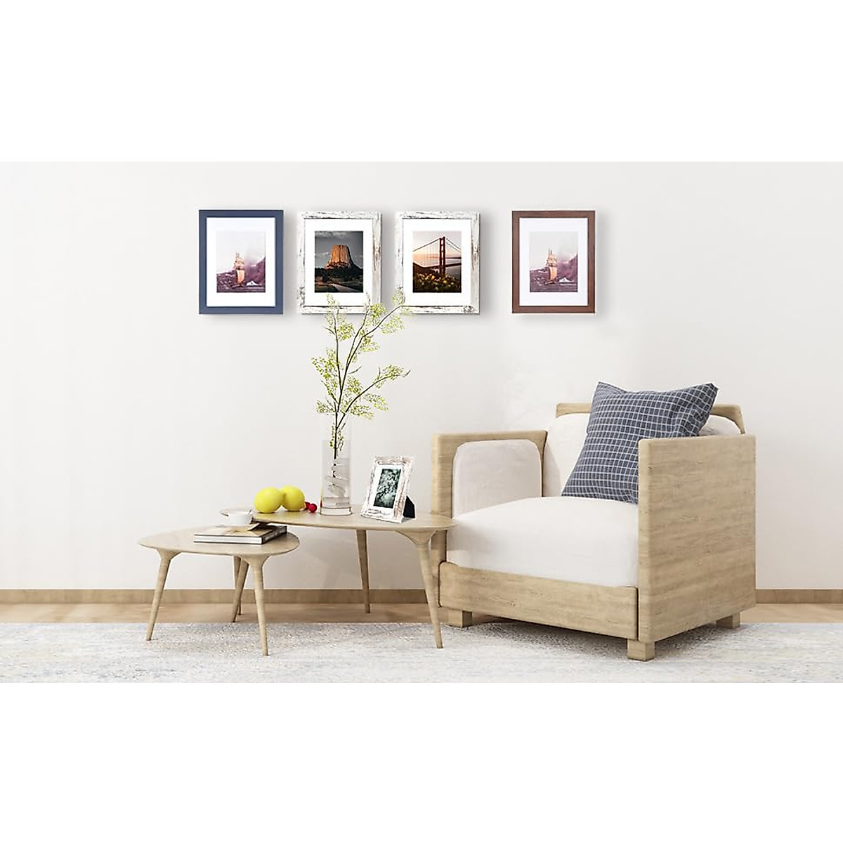 kennethan 11x14 Picture Frame Dark Brown 2 Pcs in 1 set 11x14 Frame can Display 8x10 Picture with Mat or 11x14 Without Mat on the Wall