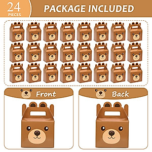 12Pcs Bear Treat Boxes Party Supplies Bear Baby Shower Theme Party Favor Goody Gift Boxes For Kids Boy Girl Brown Bear Theme Birthday Baby Shower Party Decorations Treat Candy Boxes 5.9x3.2x7.9inch