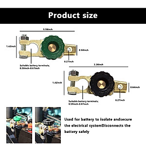 cueclue Pack-2 Cable Cut Off Switch, Copper Cable Terminal Link Quick Switch, Cable Disconnect Switch for Most Cars Boats Trucks (Gold)