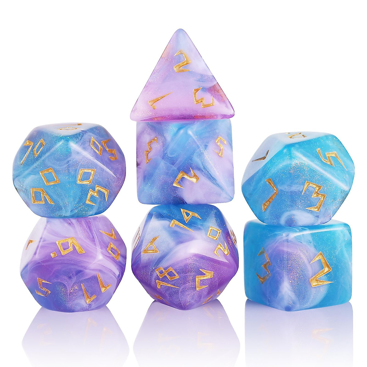 DND Dice Set Gold Yellow Dice Fit Dungeons and Dragons D&D RPG Role Playing Game MTG Pathfinder Polyhedral 7 Dice Set