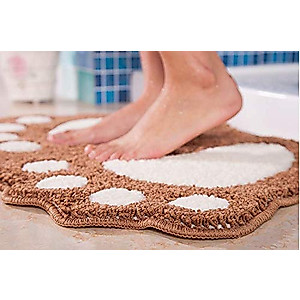 TOPCHANCES Bathroom Rug Mat, Non Slip Big Feet Bath Mat Water Absorbent Bath Rug,Microfiber Doormat Toilet Bath Carpet for Doormats,Tub, Shower (Coffee, 19.5" X 31.5")