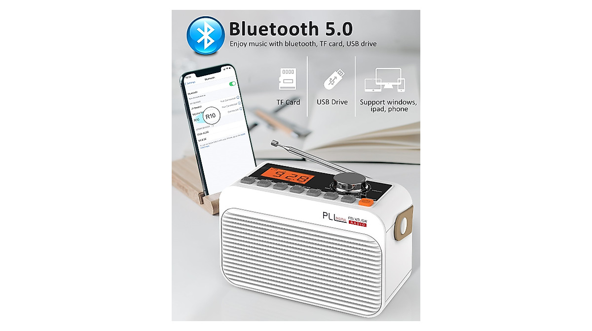 Greadio Portable Shortwave Radio - Bluetooth & Rechargeable