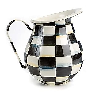 MacKenzie-Childs Courtly Check Enamel Pitcher, Kitchen Counter Decor for Water, Flowers, and More