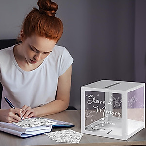 Pajean 50 Pcs Greenery Share a Memory Card for Celebration of Life Memory Cards Box with Transparent Windows Memory Box for Funeral Wedding Birthday Graduation Bridal Shower Guest Card Ideas (White)