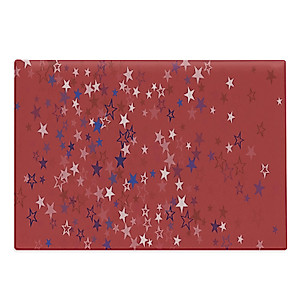 Ambesonne 4th of July Cutting Board, Repetitive Design Colorful Patriotic Star Shapes Celebration Image, Decorative Tempered Glass Cutting and Serving Board, Large Size, Dark Pink Multicolor