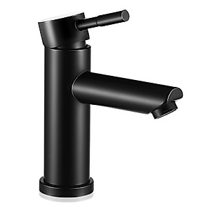 Veemoon Basin Faucet Waschtischarmatur School Faucets Bathroom Tap Kitchen Faucets One Hole Faucet Black Finish Faucet Vanity Faucet Lavatory Faucet Bath Mixer Tap Stainless Steel Sink Tub
